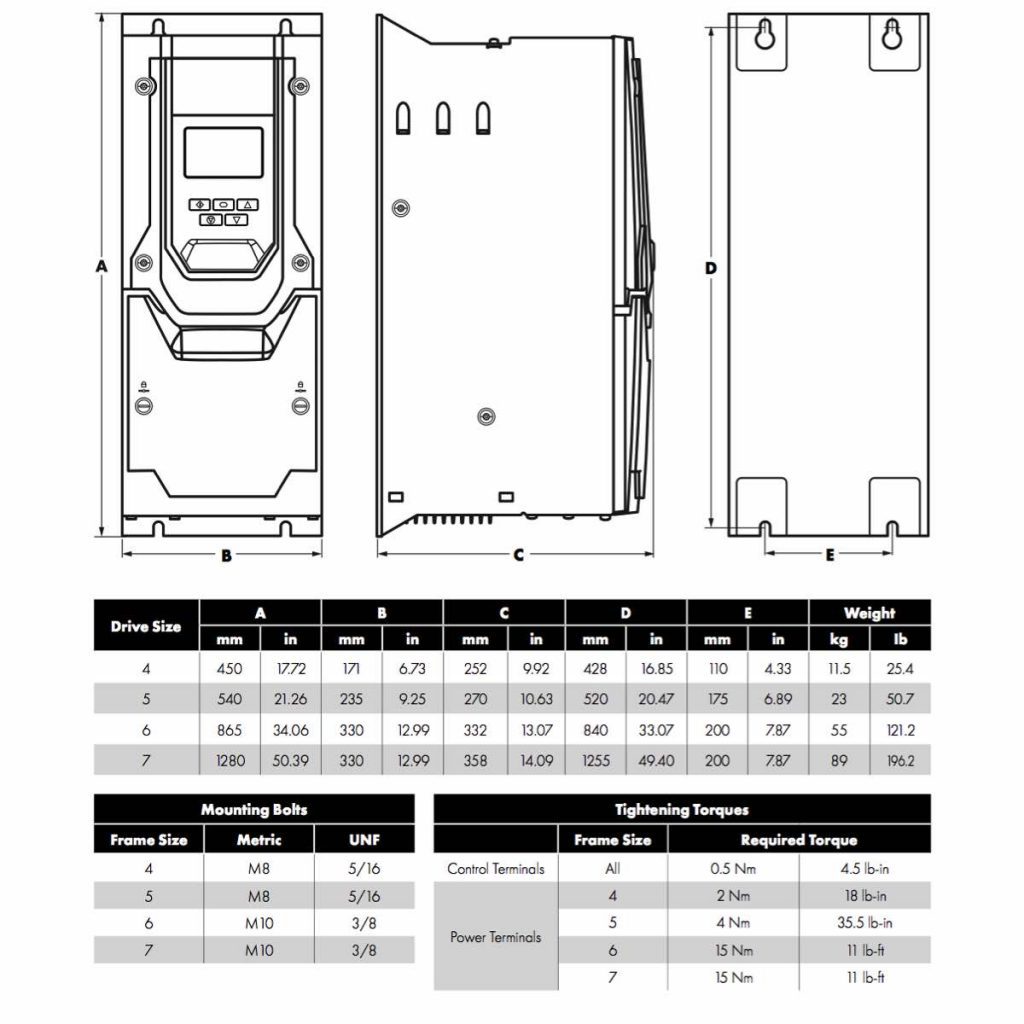 ODP-2-42100-3HF4N-TN – 10HP, 30.0A, 200V - 240V, Three Phase – Variable ...